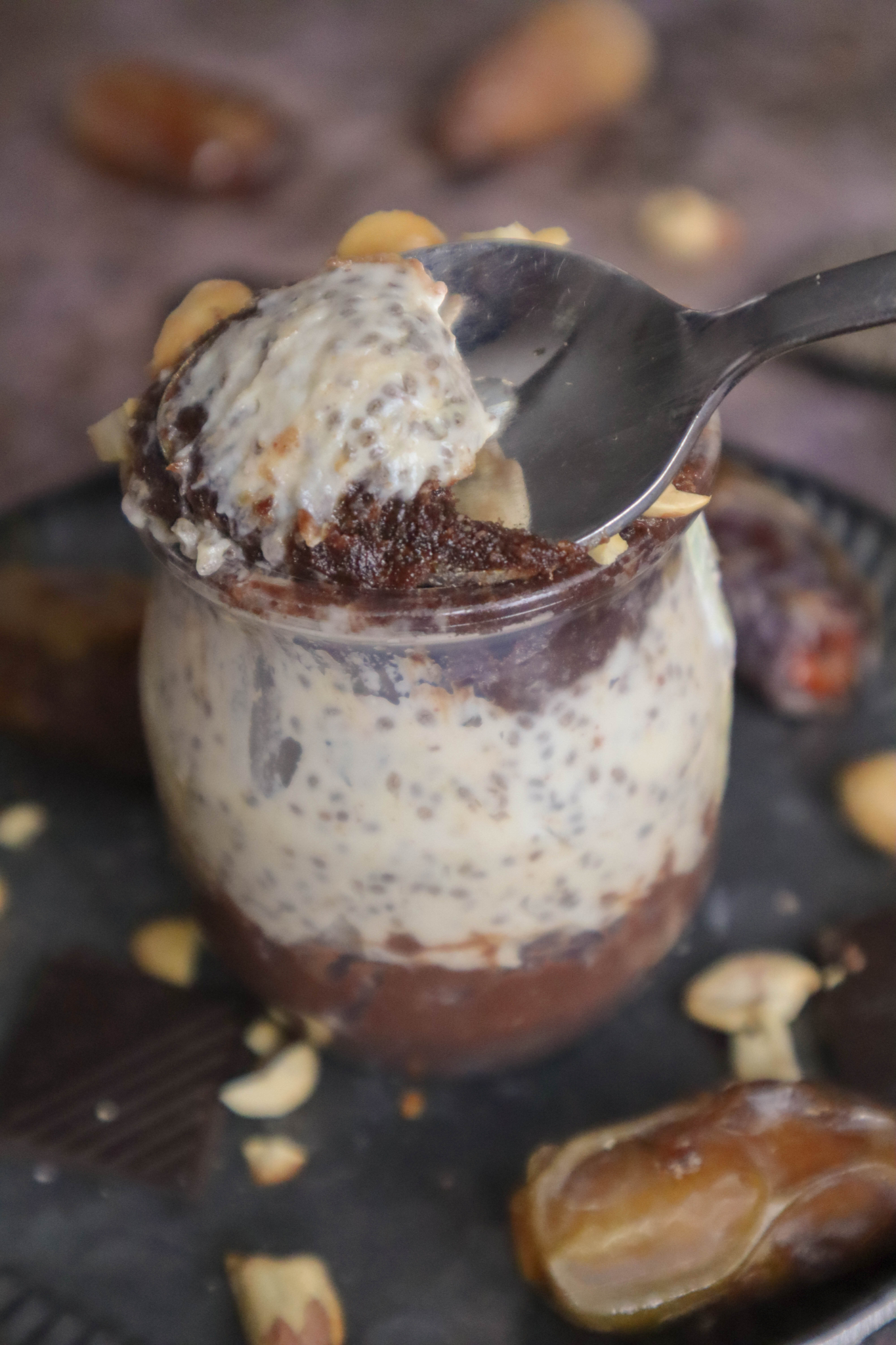Chocolate Peanut Butter Chia Seed Snickers Pudding Parfait
