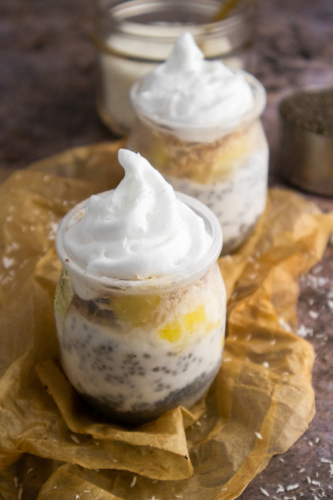 Vegan Pina Colada Chia Pudding Parfait (Non-Alcoholic)