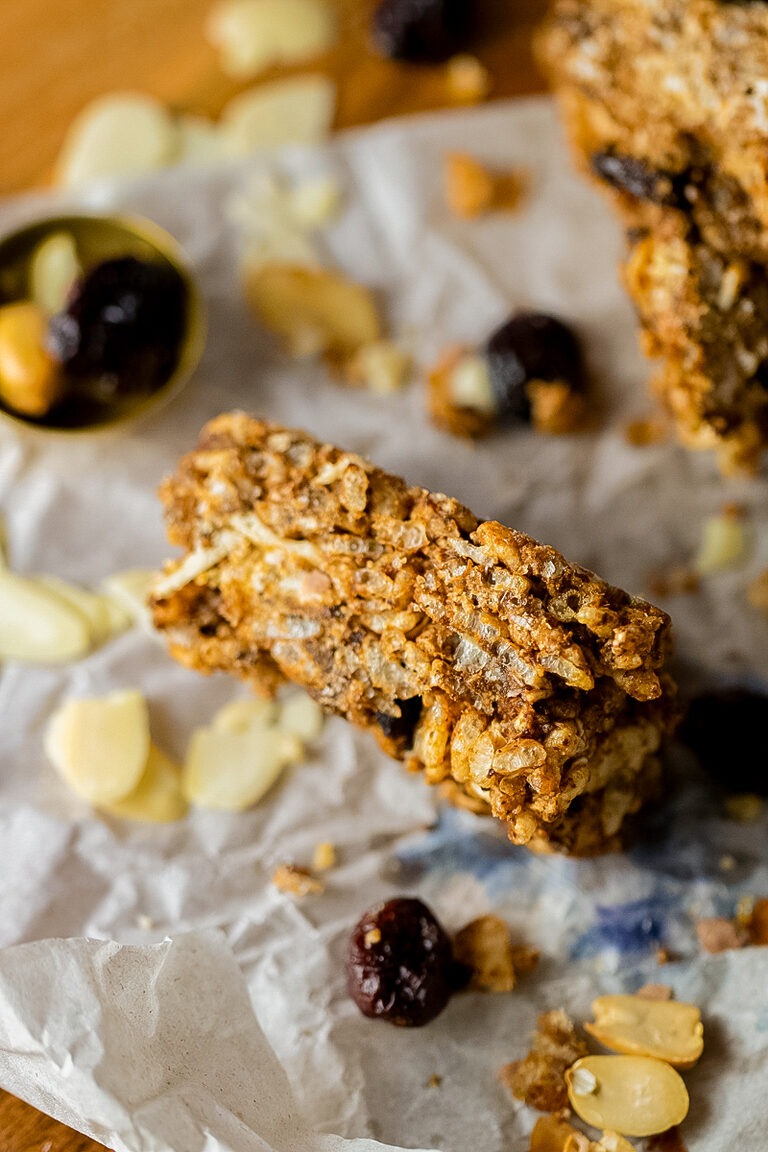Cranberry Almond Granola Rice Krispies Squares
